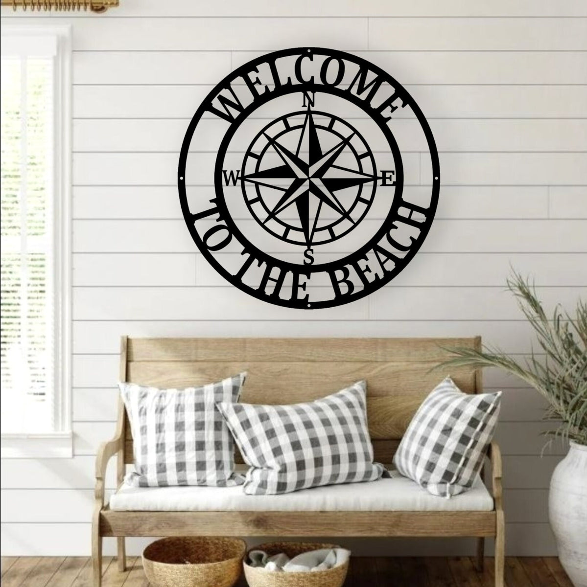 Personalized Compass Rose Metal Sign - Nautical Address Wall Art - Coo